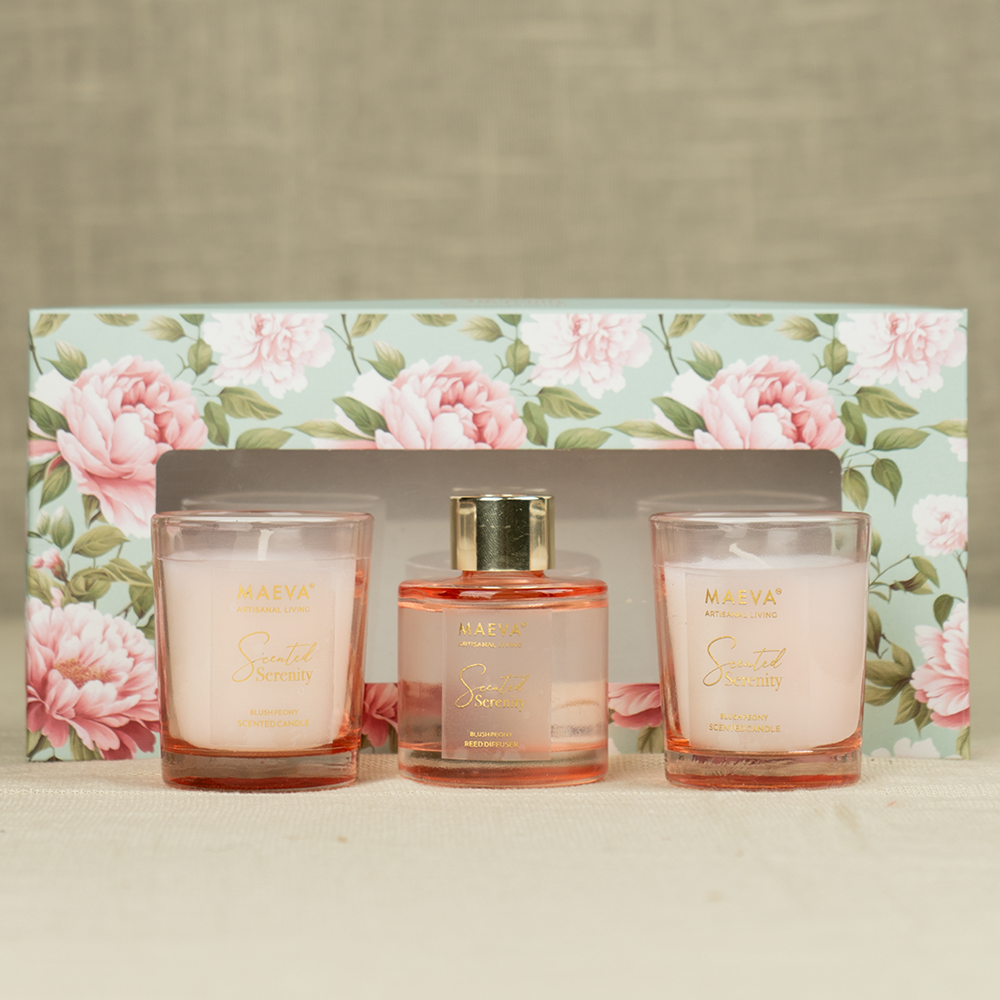 Buy Scented Serenity Reed Diffuser & Candle Gift Set Online | The Maeva ...