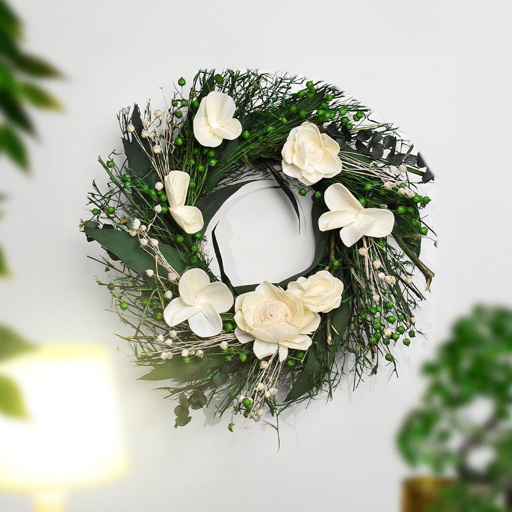 Buy Beige & Gold Table Wreath Online | Table Decor | The Maeva Store