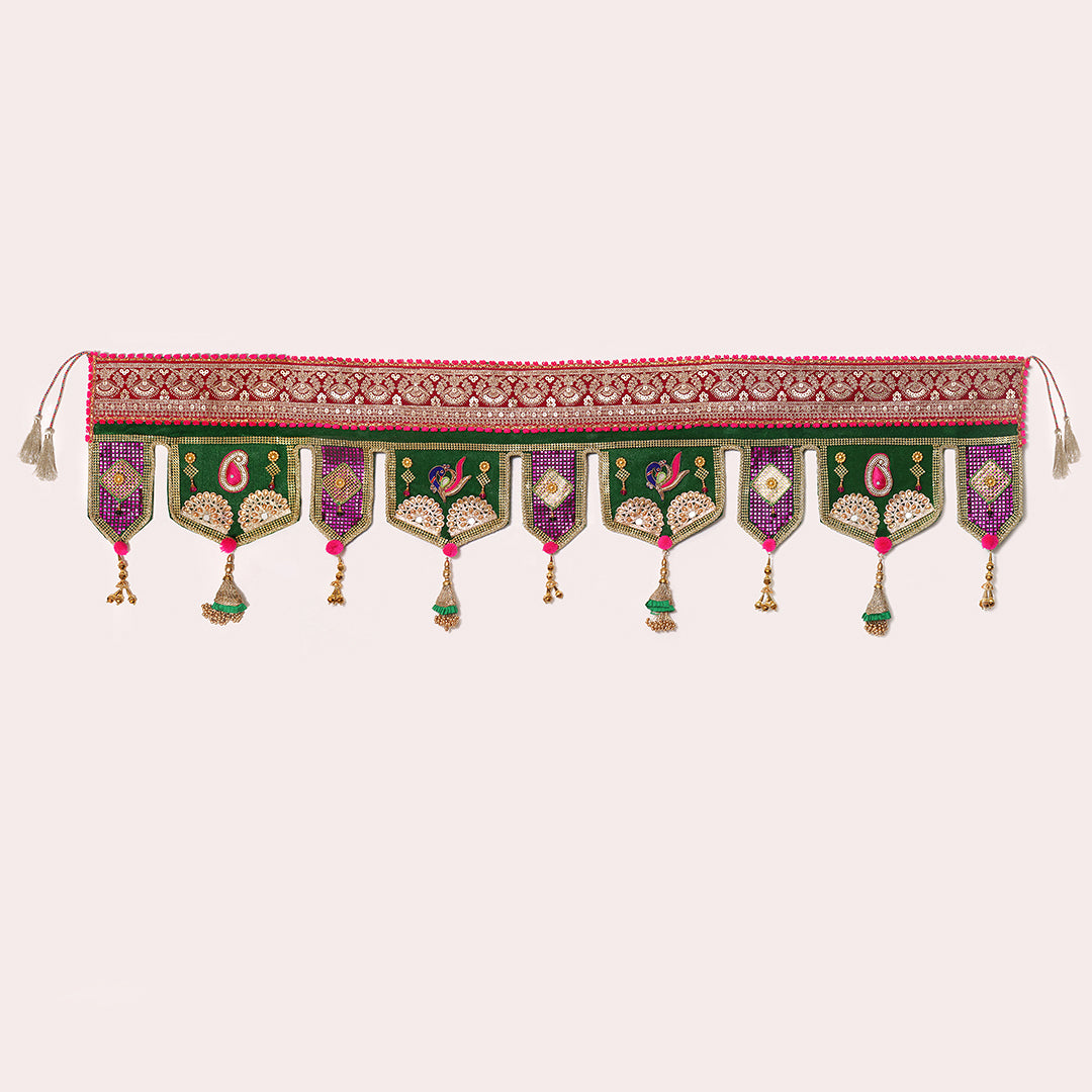 Buy Embellished Green Toran Online | Toran Decoration | The Maeva Store
